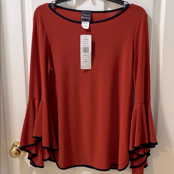 Coco Bianco | Tops | Coco Bianco Womens Rust Flare Sleeve Blousenwt ...